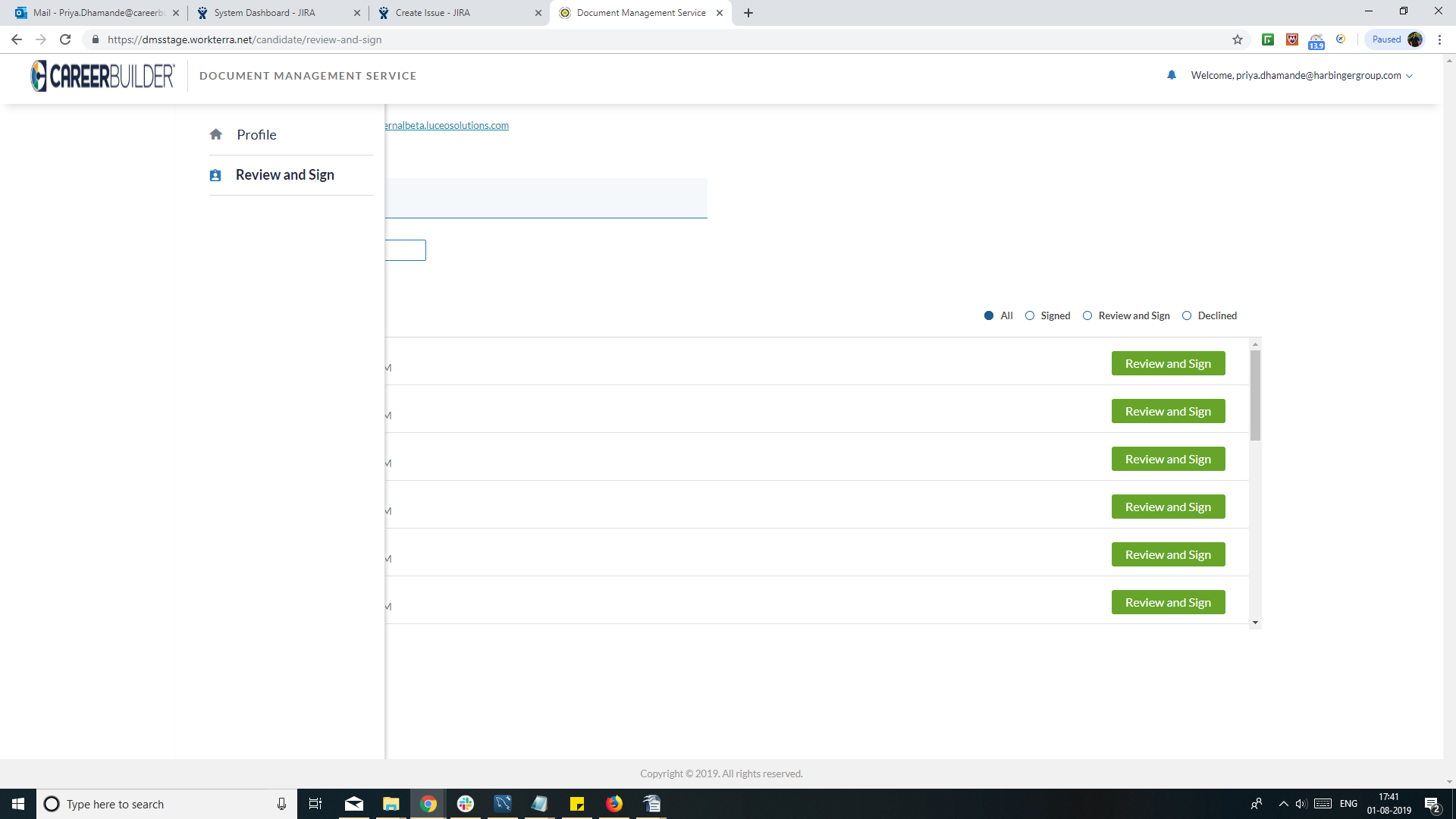 Dms 1712 Dms Preprod Candidate Review And Sign Page Ui Disturbed Workterra Jira